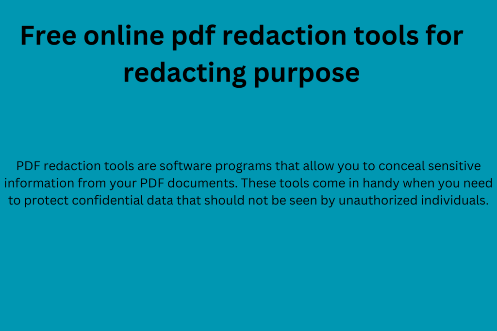 Free online pdf redaction tools for redacting purpose